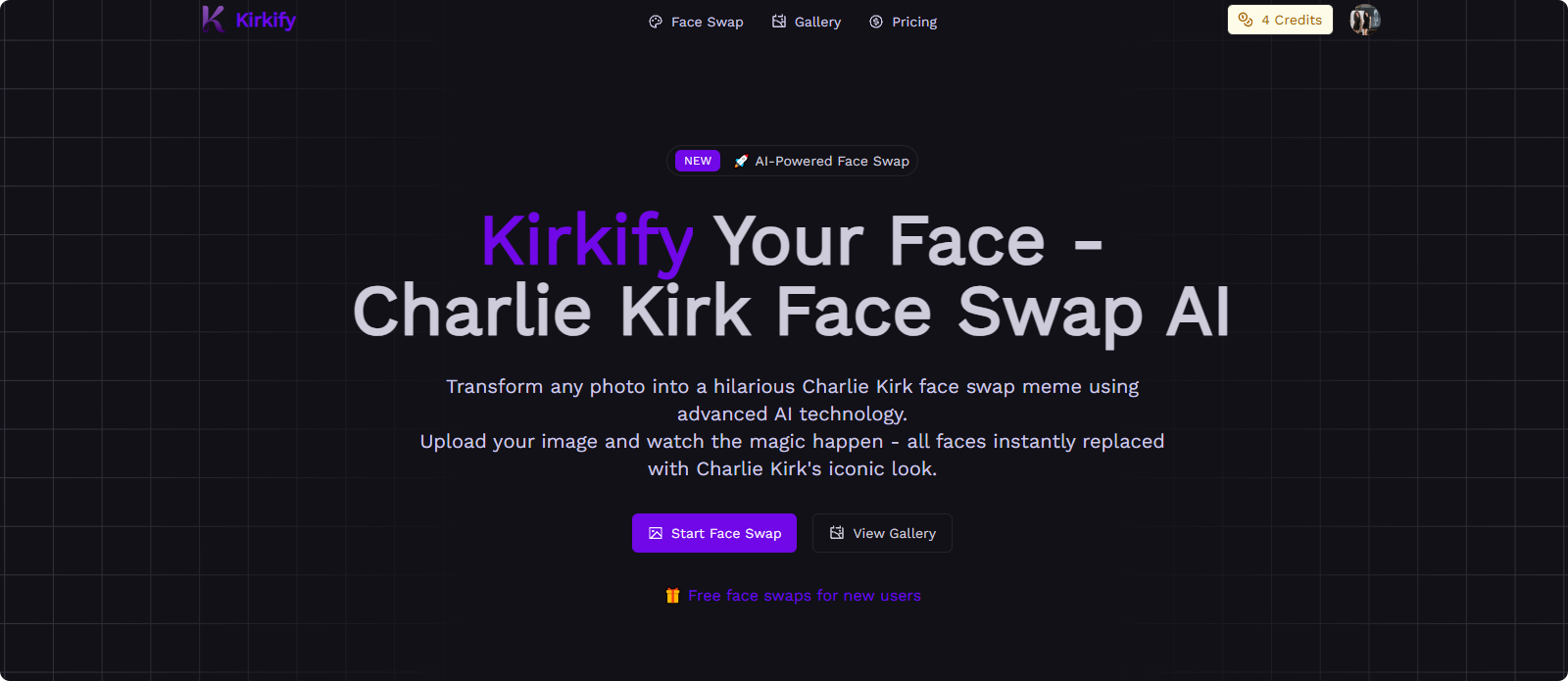Kirkify - Charlie Kirk Face Swap AI | Stellar Launch